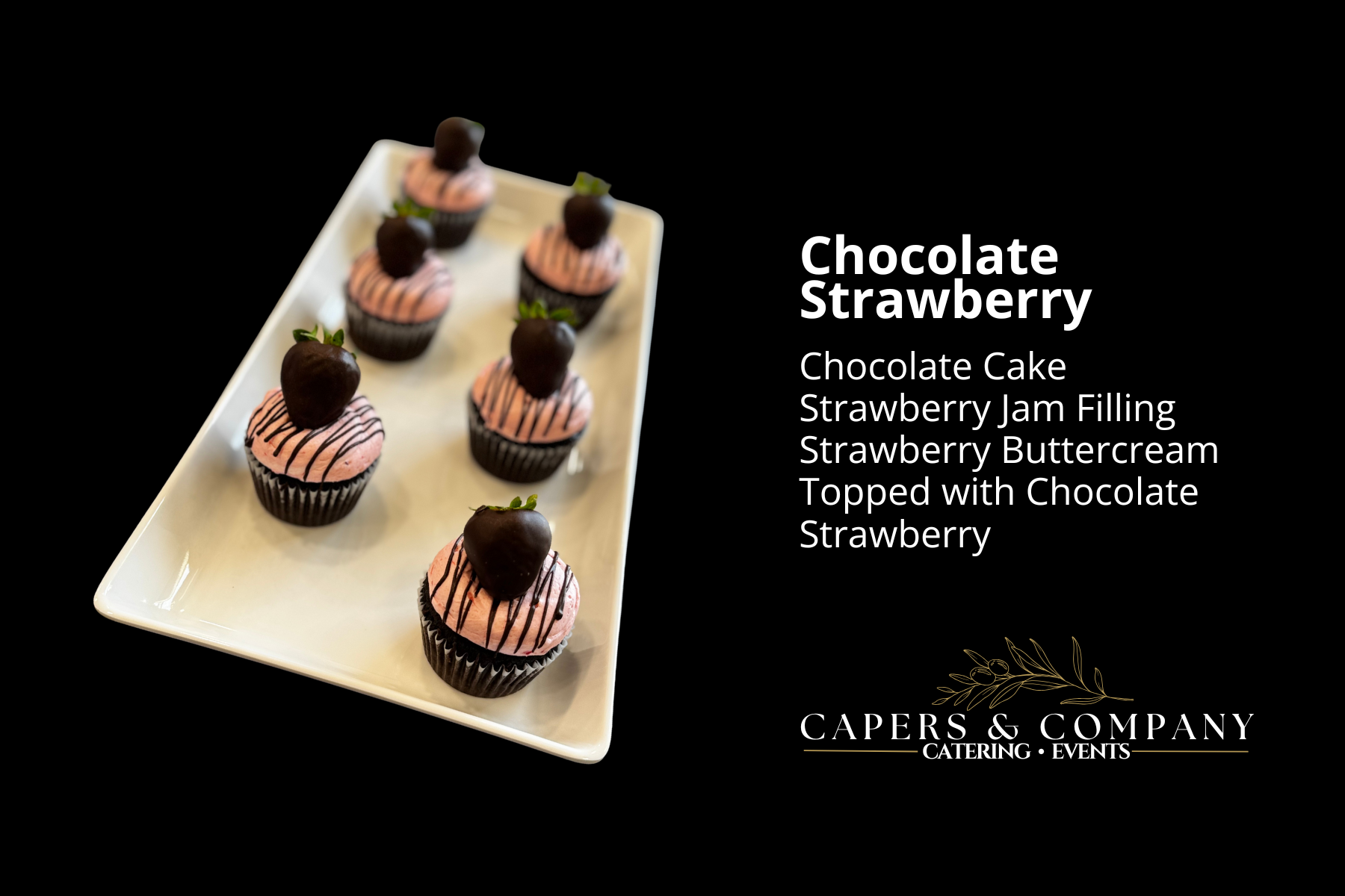 Chocolate Strawberry Cupcakes | Capers and Company Catering